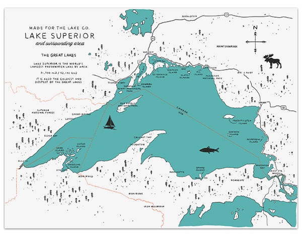 Lake Superior Map Poster Lake Superior Customize Wood Art, Topographic