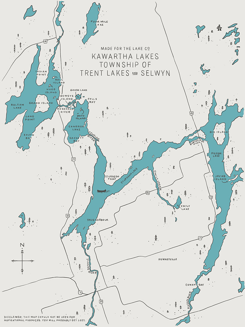 Kawartha Lakes West Screen Printed Map – Made For The Lake Co.